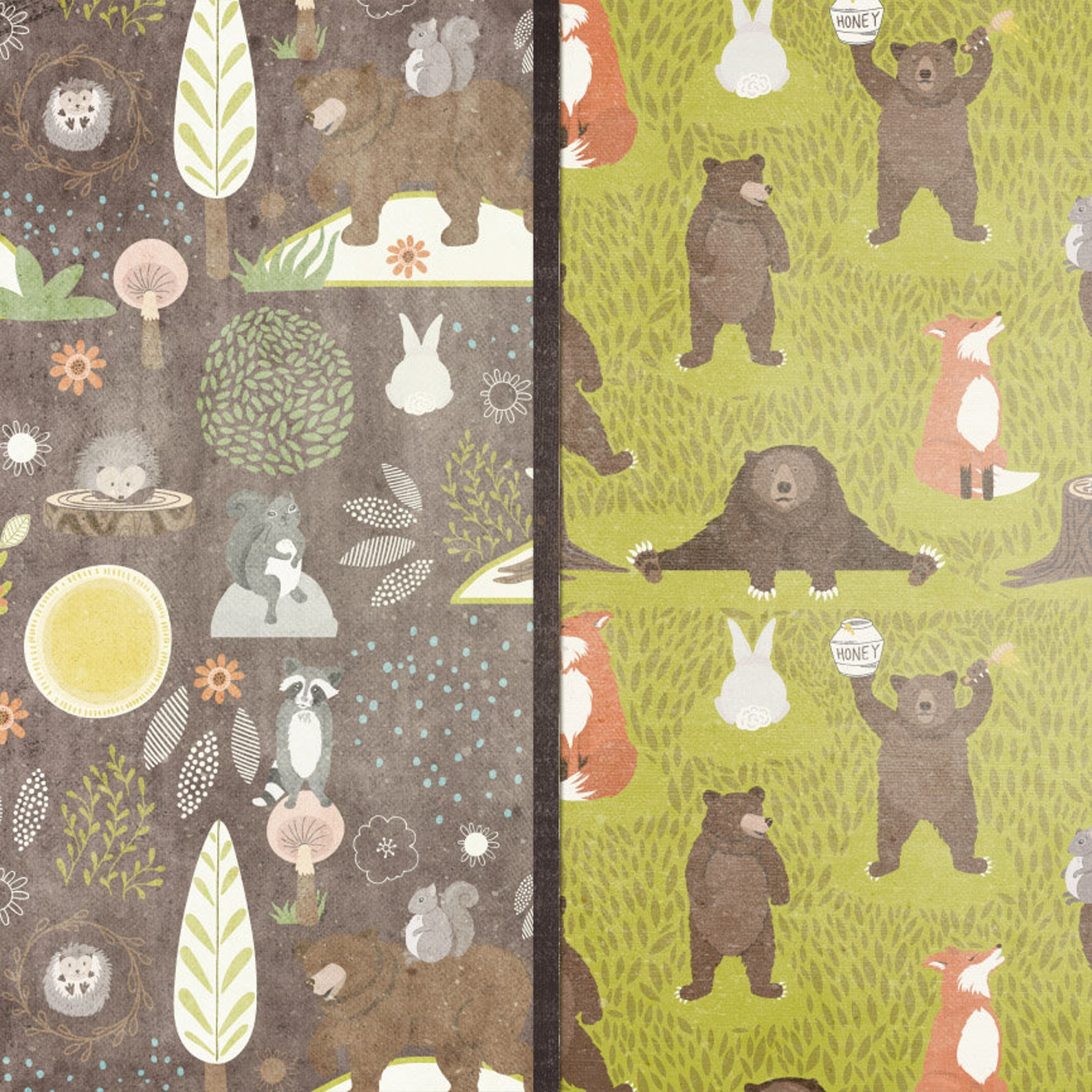 Woodland Animal Digital Scrapbook Paper, Printable Background Texture ...