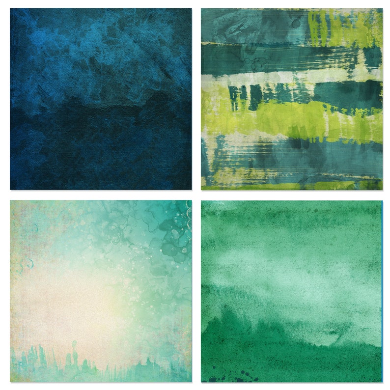 Blue & Green Watercolor Digital Paper Aqua Teal Background - Etsy