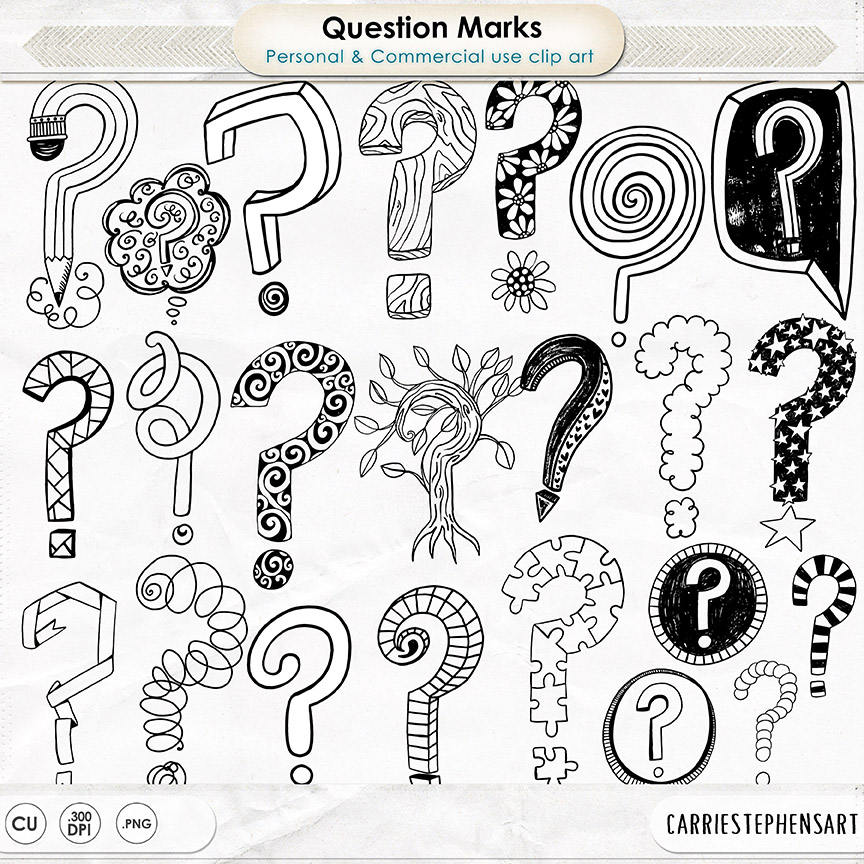 Question Mark Teacher Clipart Decorative Doodles Hand Drawn - Etsy