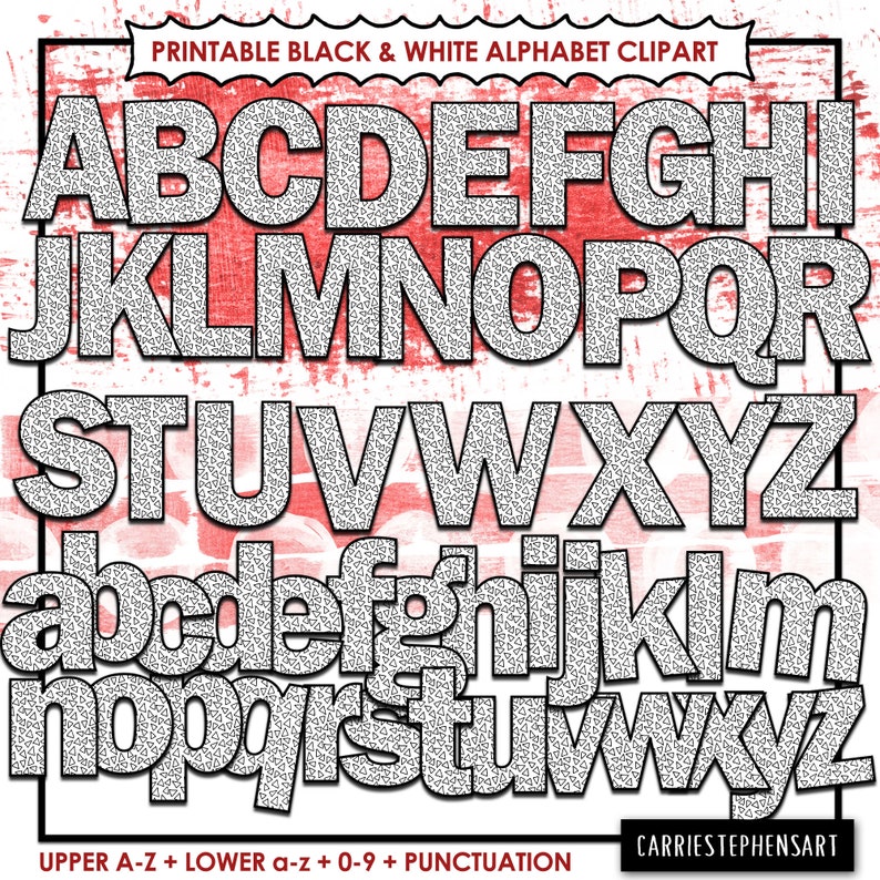 Triangle PRINTABLE Alphabet Clip Art Letters Black & White - Etsy
