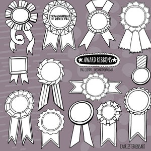 Doodle Award Ribbon, Black & White Lineart Digital Graphic, Line Art ...