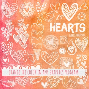 Line Heart Border Clipart, Heart Digital Stamps, Printable Border PNG ...