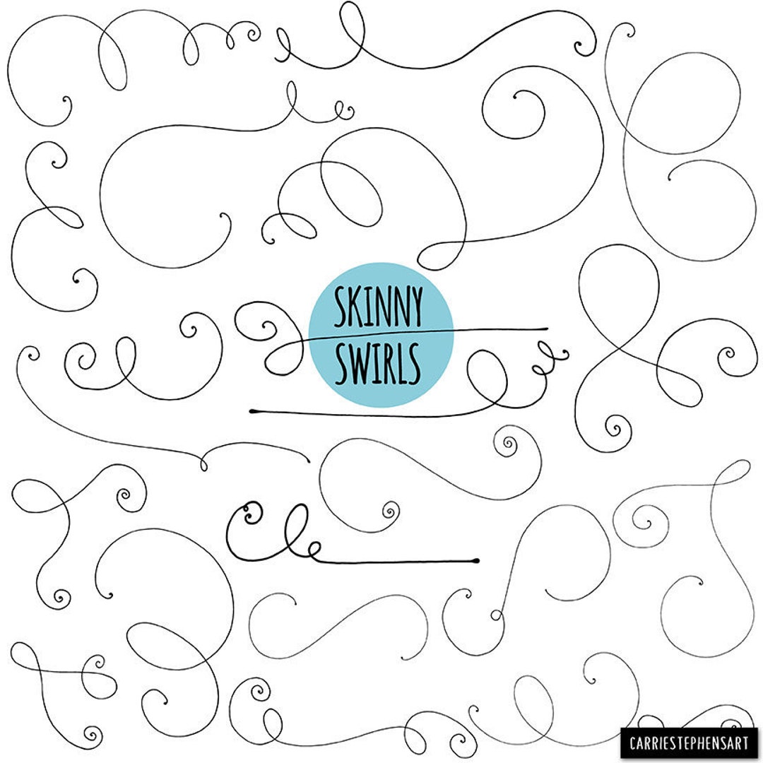 Skinny Swirl Clip Art, Decorative Element, Elegant Flourish Design ...