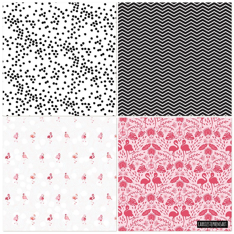 Flamingo Digital Paper, Tropical Scrapbook Backgrounds, Flamingo ...