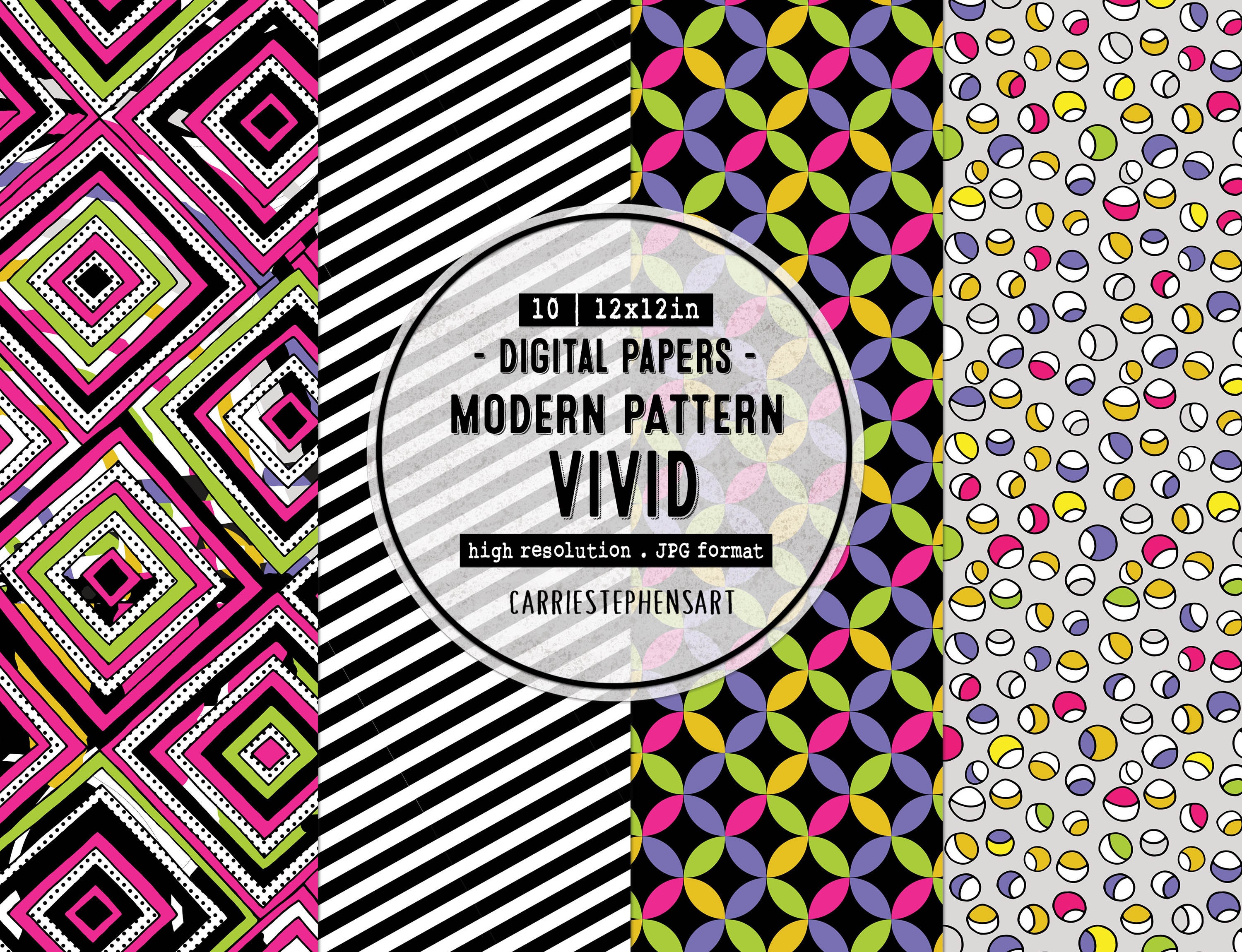 Modern Geometric Pattern Scrapbook Paper Vivid Pink Digital - Etsy Canada