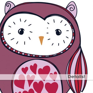 Pink & Purple Valentine Owl Clipart, Cute Owl Digital Graphics, Girls ...