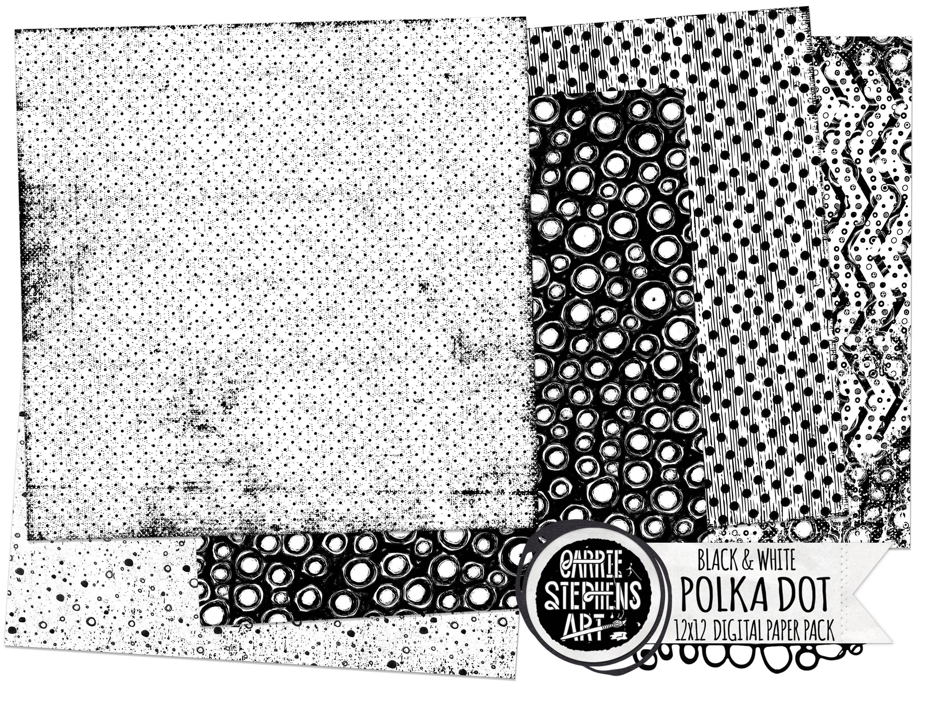 Black & White Polka Dot Digital Paper Pack 12x12 Backgrounds | Etsy