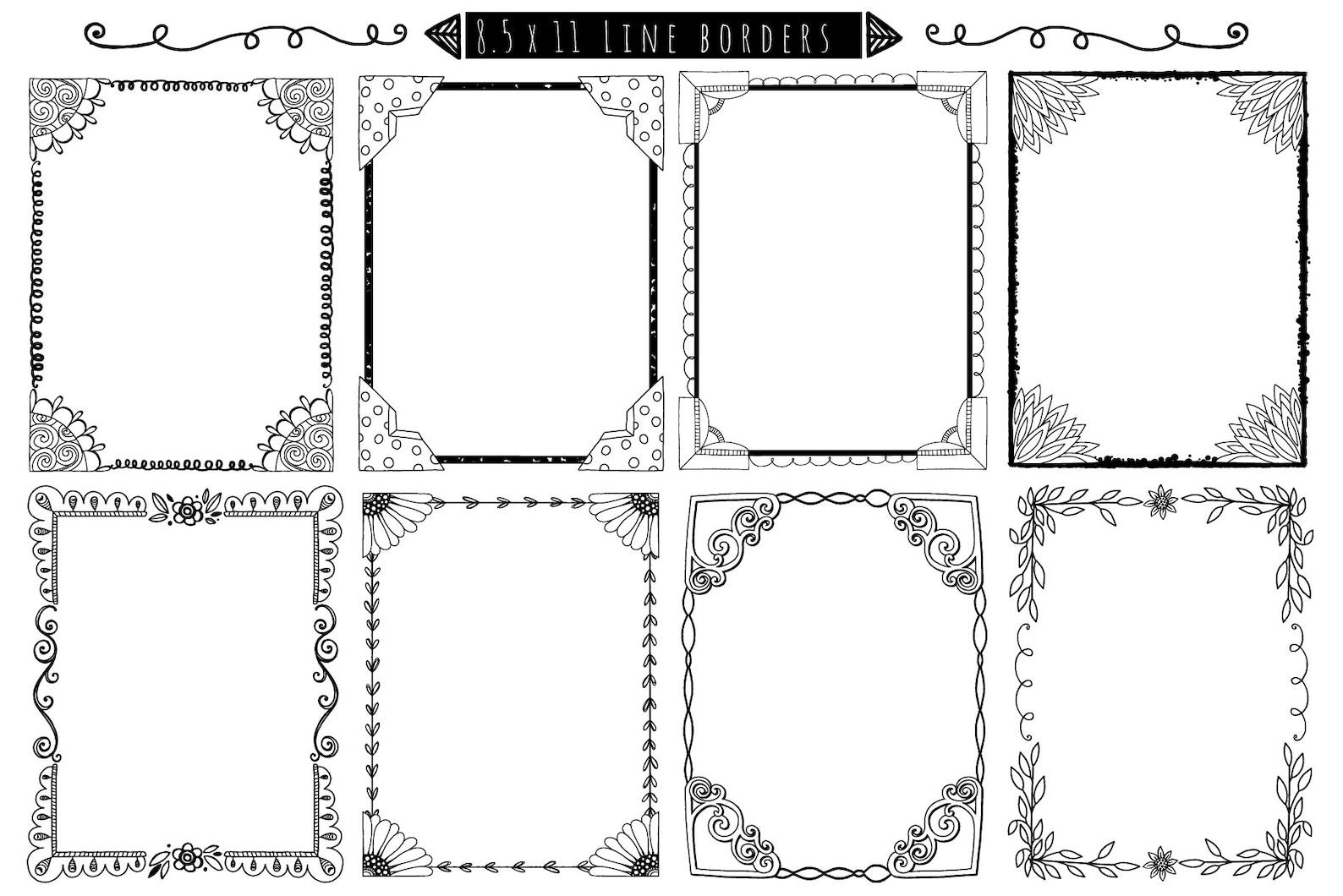 200 Borders Clip Art Set Decorative Divider Graphics Page - Etsy