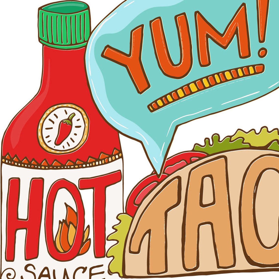 Taco Clip Art A Mexican Fiesta Taco Tuesday Theme Image set | Etsy