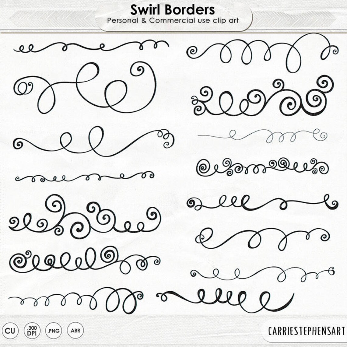 Swirl Border Clip Art PS Brush Curly Decorative Text - Etsy