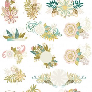 Wispy Floral Clip Art, Foliage & Flower Clusters, Flower Clipart ...