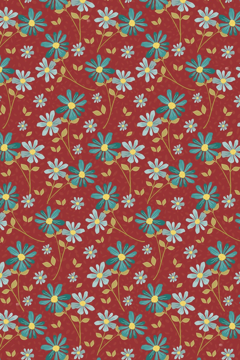 Country Farmhouse Digital Scrapbook Paper, Fall Floral Pattern ...