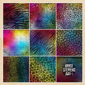 Rainbow Leopard Pattern Digital Paper, Animal Print Background Textured ...