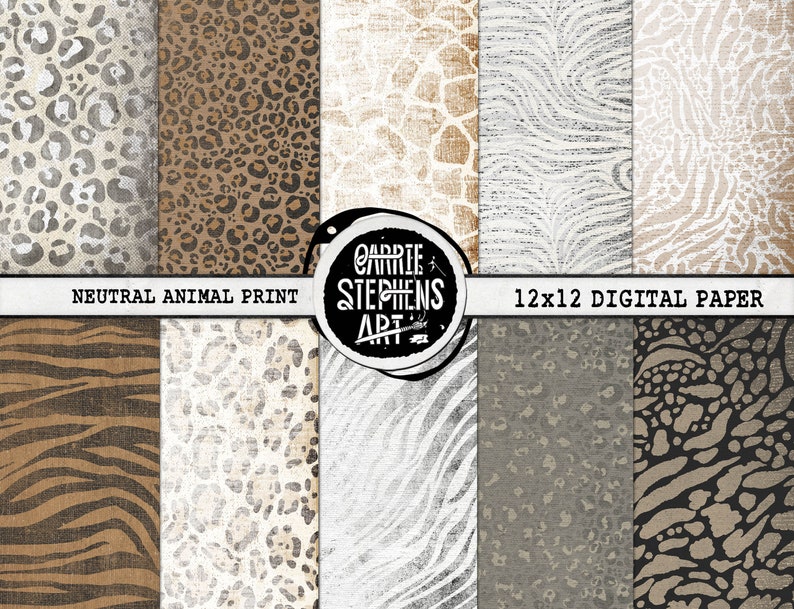 Neutral Animal Print Digital Scrapbook Paper Printable - Etsy