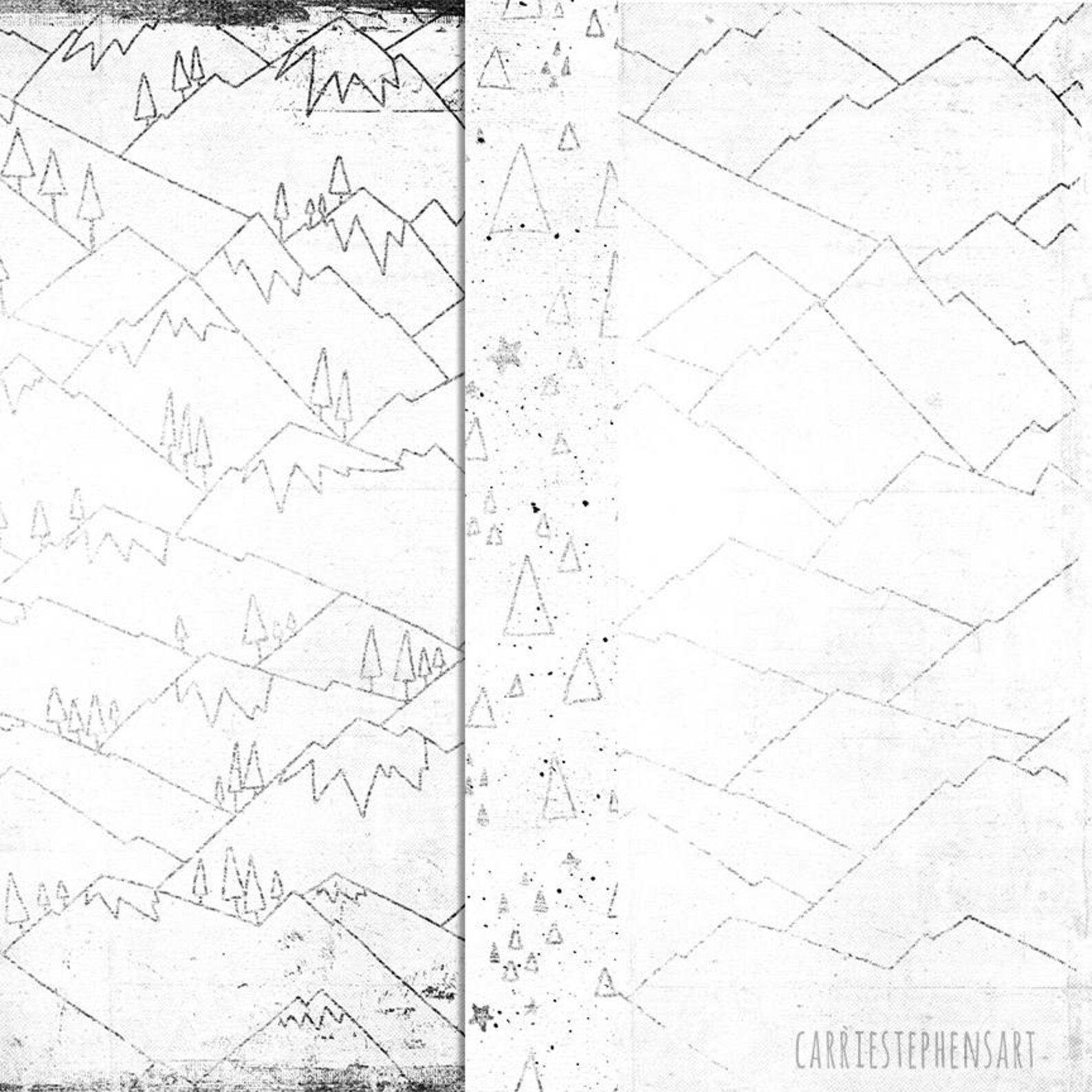 Black & White Digital Paper Mountain Background Pattern | Etsy