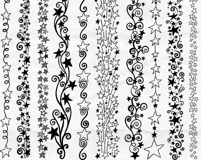Star Border Clipart, Patriotic Star Doodle Line Art, Fourth of July 4th ...