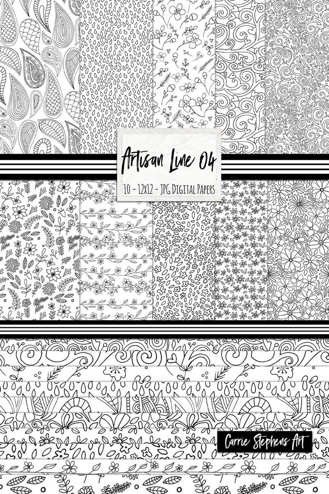 Black and White Digital Background Bundle Digital Paper | Etsy