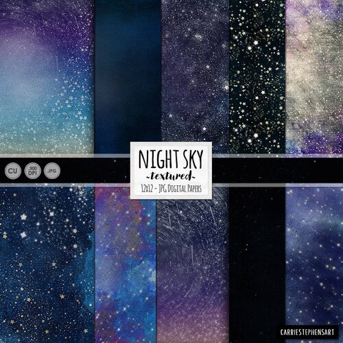 Starry Skies Digital Paper Cosmic Galaxy Background Star | Etsy