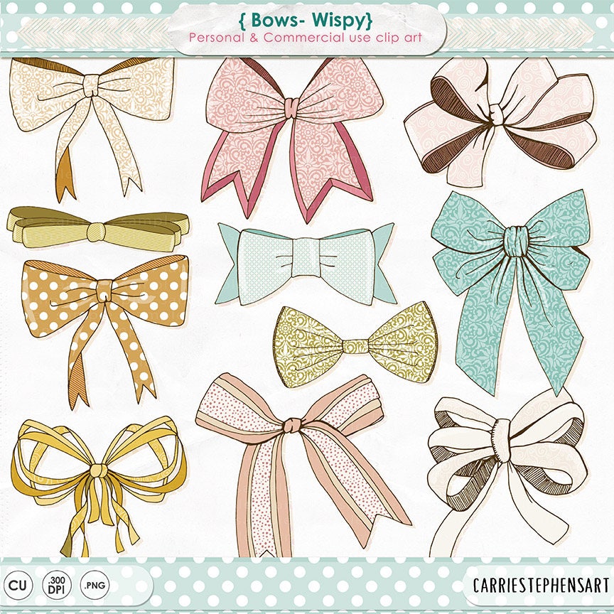 Bow Clipart Ribbons Baby Shower PNG Digital Graphic Tied - Etsy UK