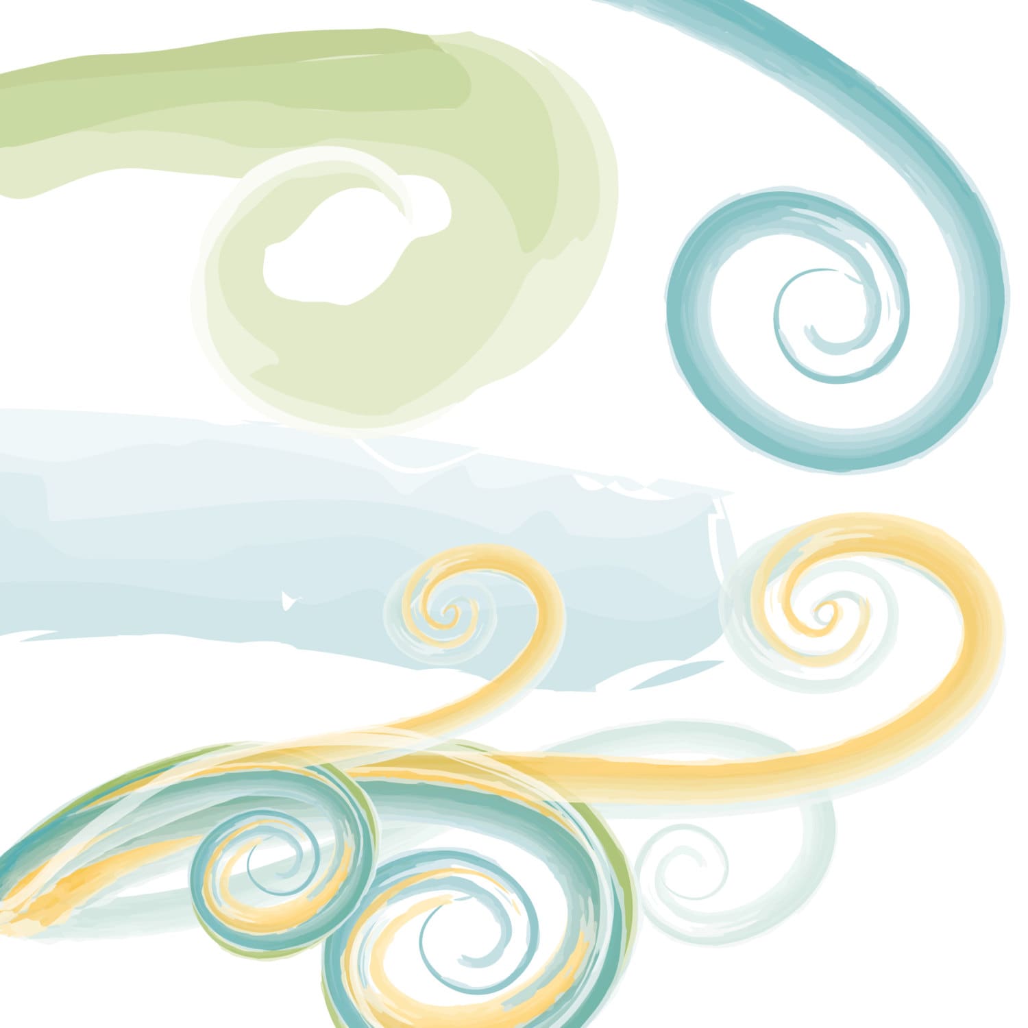 Digital Watercolor Swirl Clip Art Decorative Design Borders - Etsy Canada