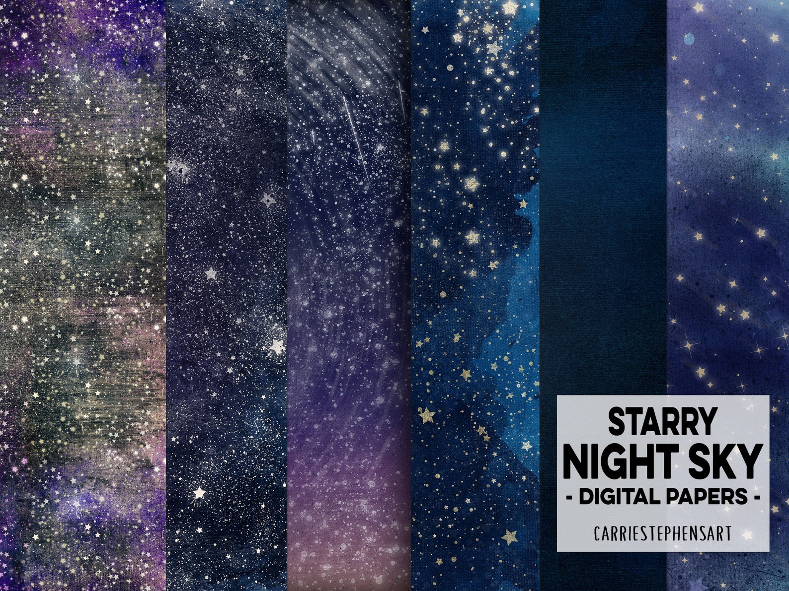 Starry Skies Digital Paper Cosmic Galaxy Background Star - Etsy