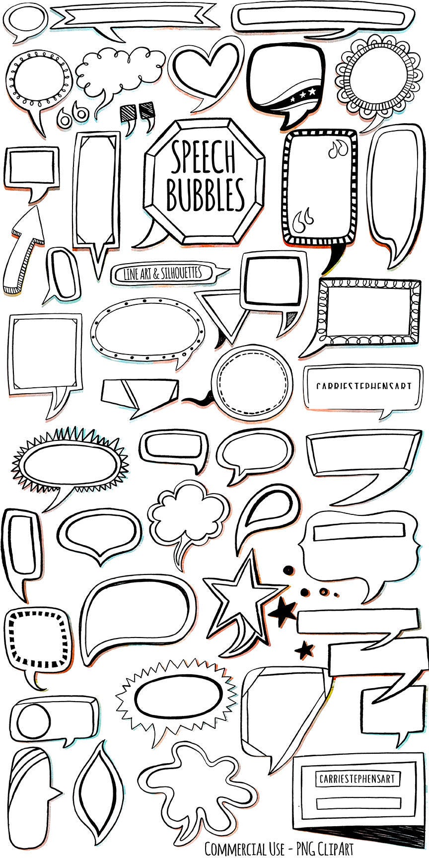 Speech Bubble Clipart Comic Book Graphics Transparent PNG | Etsy
