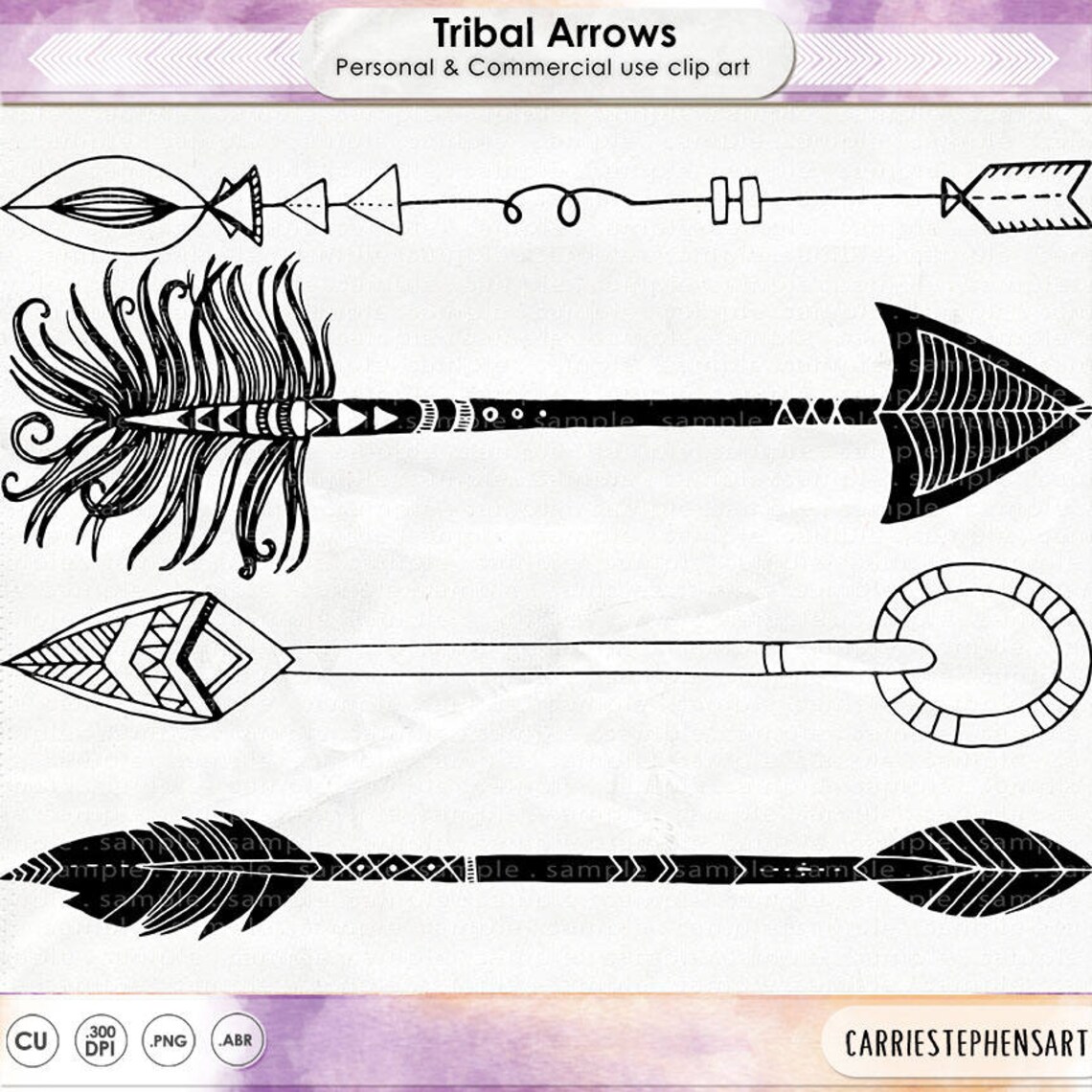 Boho Arrows Clipart Tribal Design Arrow Clipart Doodle Hand - Etsy