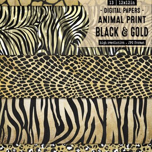 Black & Gold Animal Print Digital Paper Patterns - Etsy Canada