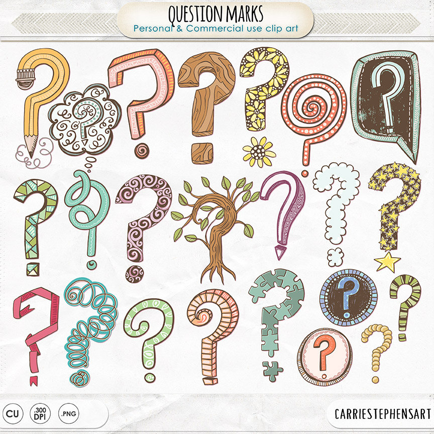 Question Mark Clipart Decorative Question Mark Graphics - Etsy Canada