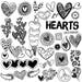 Line Heart Border Clipart, Heart Digital Stamps, Printable Border PNG ...