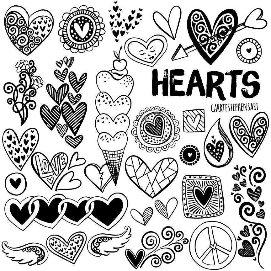 Hearts Border Clip Art Black And White