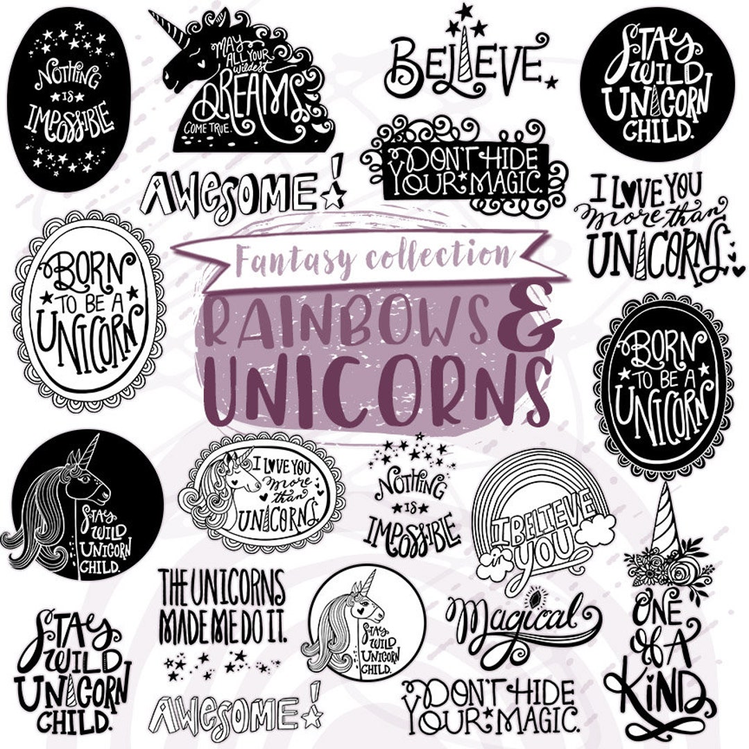 Unicorn Word Art PNG Quotes, Hand Lettered Unicorn Shirt Clipart ...