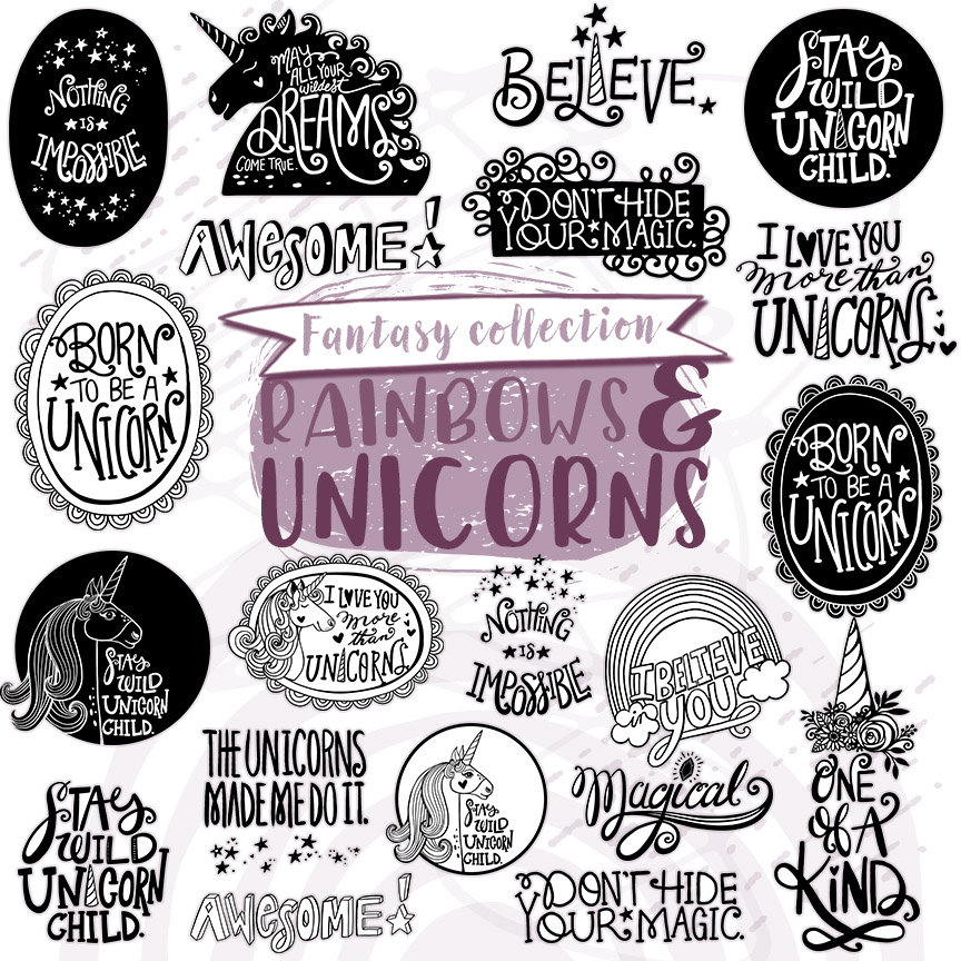 Unicorn Word Art PNG Quotes Hand Lettered Unicorn Shirt | Etsy