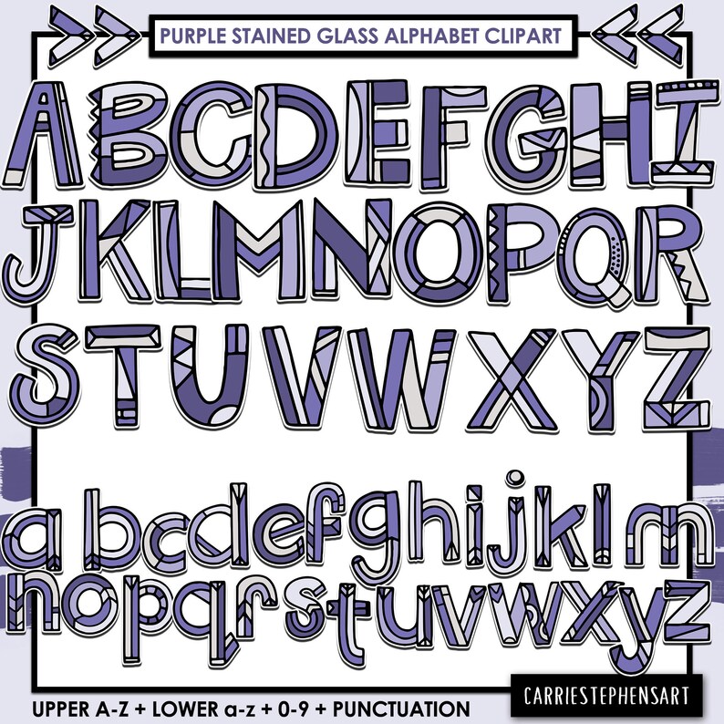 Alphabet Clipart Bundle Vivid Jewel Tone Stained Glass | Etsy