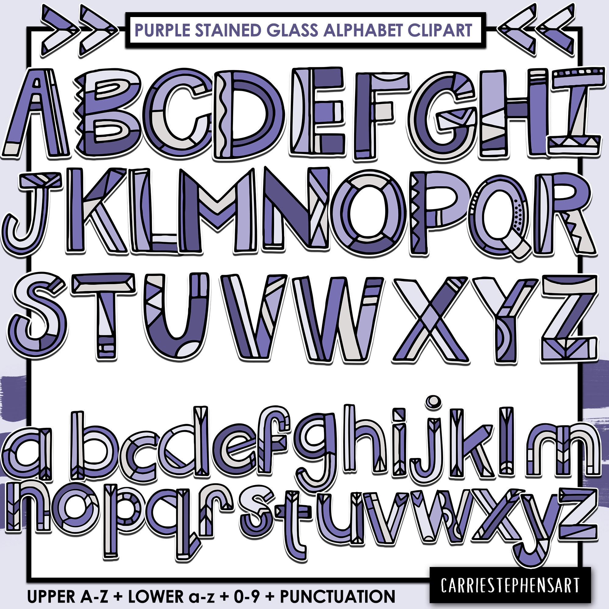 Alphabet Clipart Bundle Vivid Jewel Tone Stained Glass | Etsy
