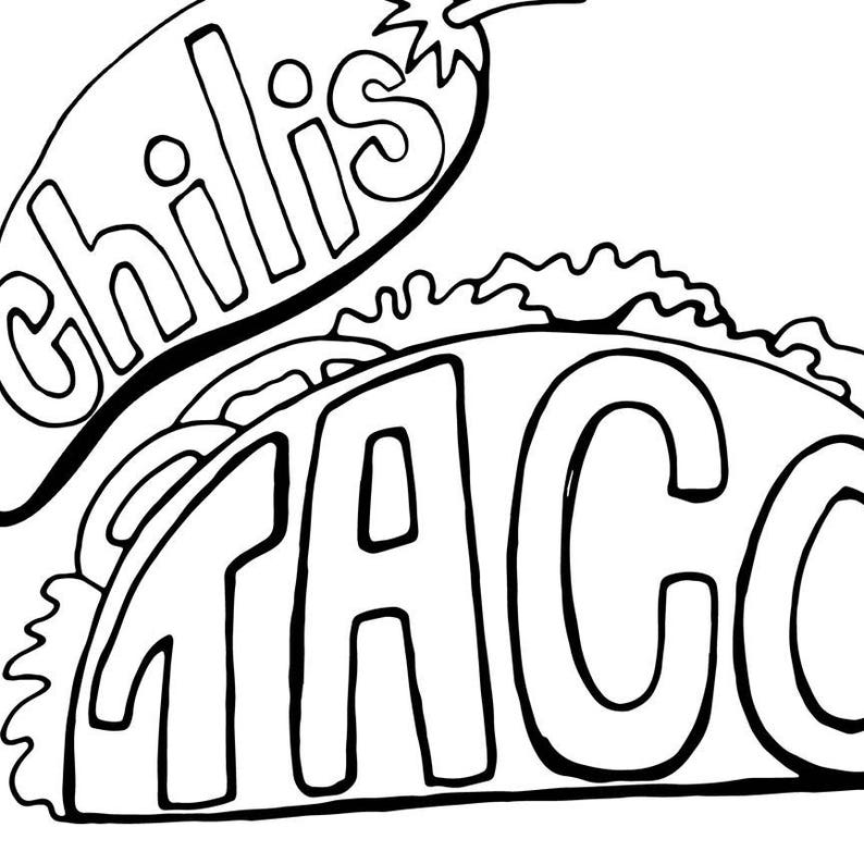 Taco Tuesday Line Art, Cinco De Mayo Digital Graphics, Mexican Fiesta ...