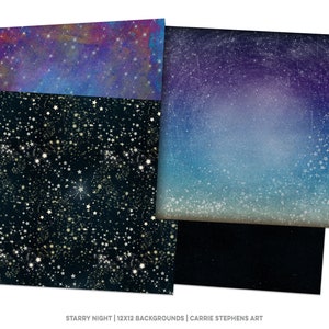 Starry Skies Digital Paper, Cosmic Galaxy Background, Star Digital ...
