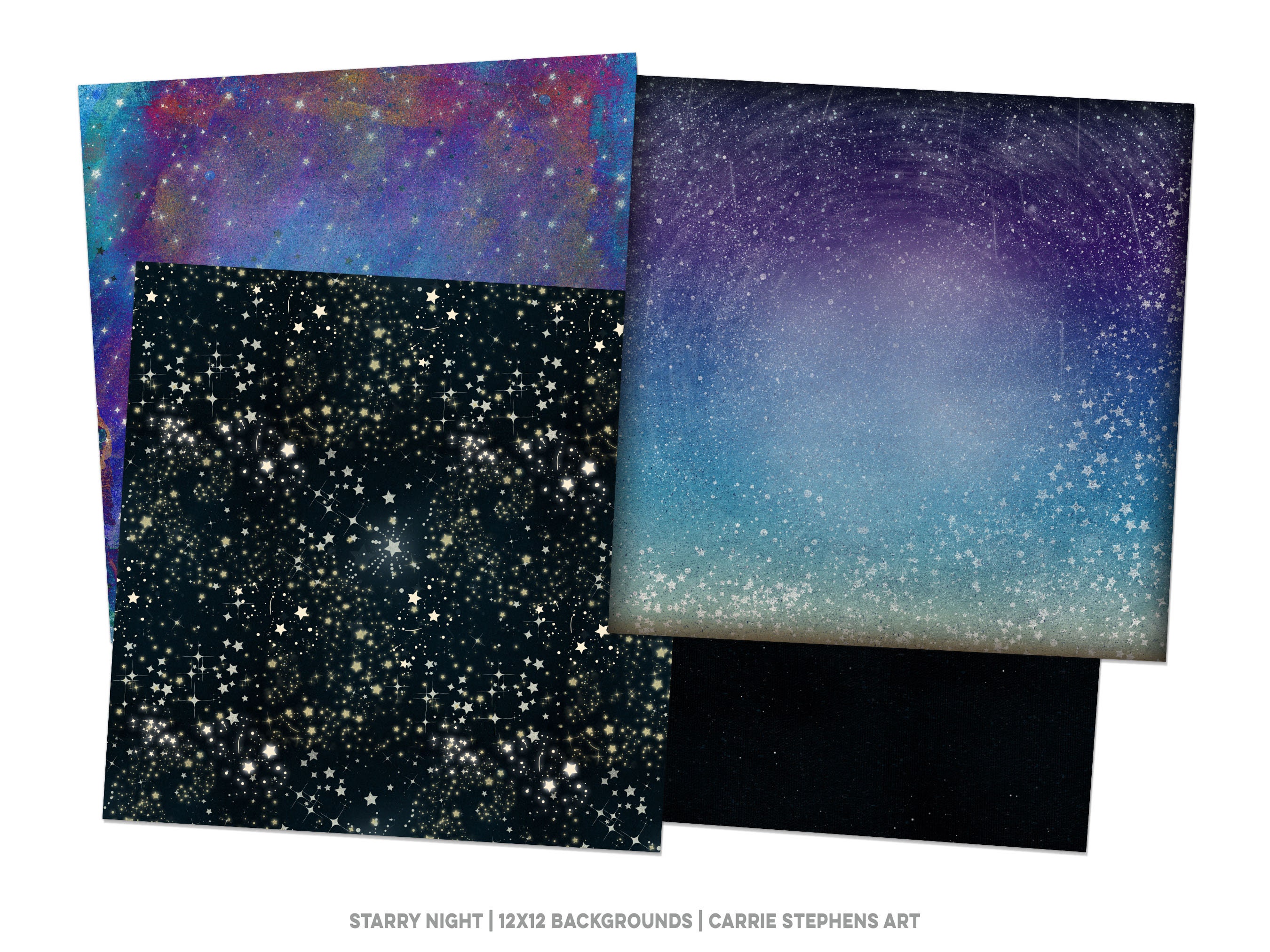 Starry Skies Digital Paper, Cosmic Galaxy Background, Star Digital ...