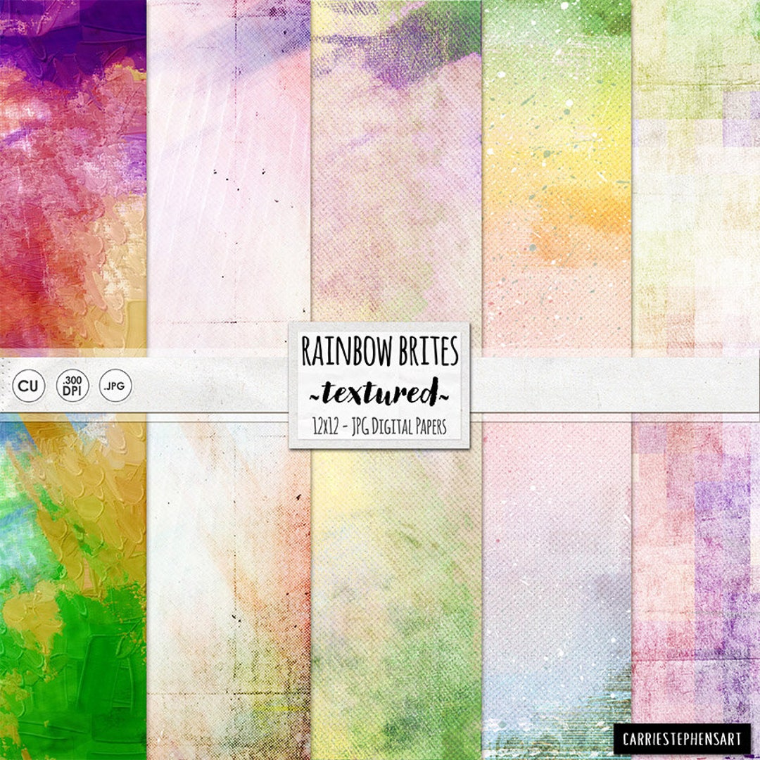Painted Rainbow Digital Paper, Unicorn Background Paper, Textured ...