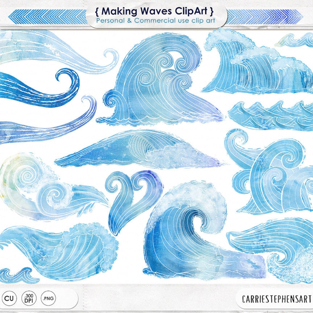 Blue Watercolor Wave Clipart | Ocean Lover, Surfs up PNG Download for ...