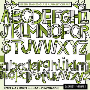 Alphabet Clipart Bundle, Vivid Jewel Tone Stained Glass Alphabet ...