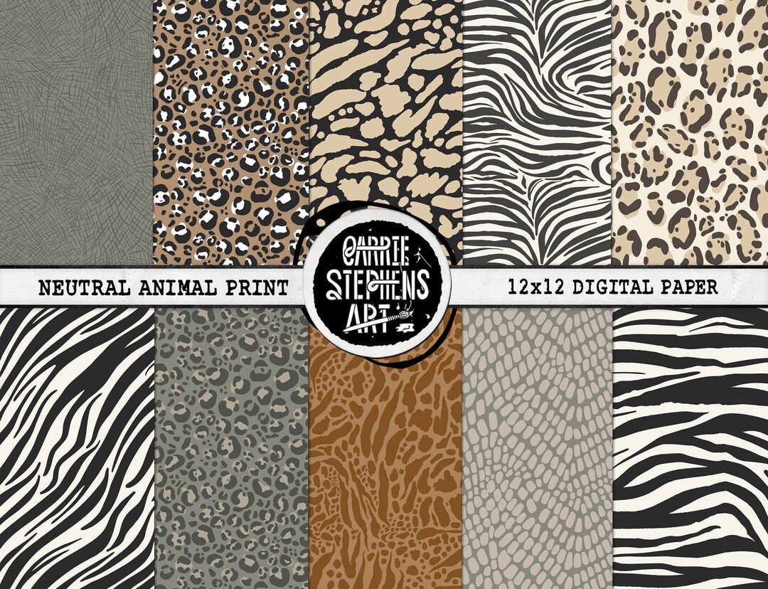Neutral Animal Print Pattern Digital Paper, Beige Leopard Print ...