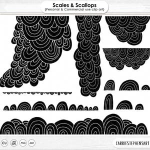 Photoshop Digital Overlays, Scallop Border Clip Art, Decorative Doodles ...