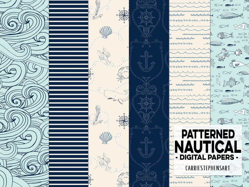 Nautical Digital Paper Anchor Pattern Summer Nautical | Etsy