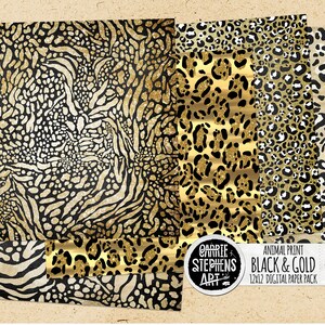 Black & Gold Animal Print Digital Paper Patterns - Etsy
