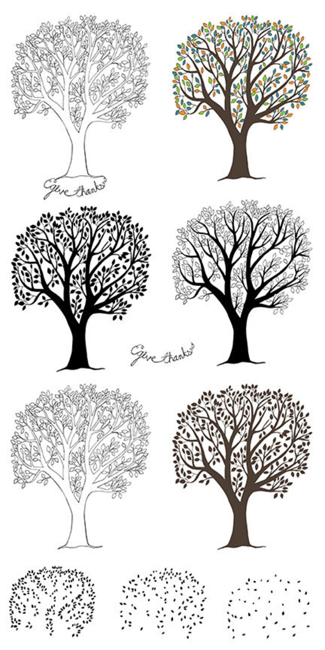 Thanksgiving Clip Art Thankful Tree Graphic Thanks Giving - Etsy