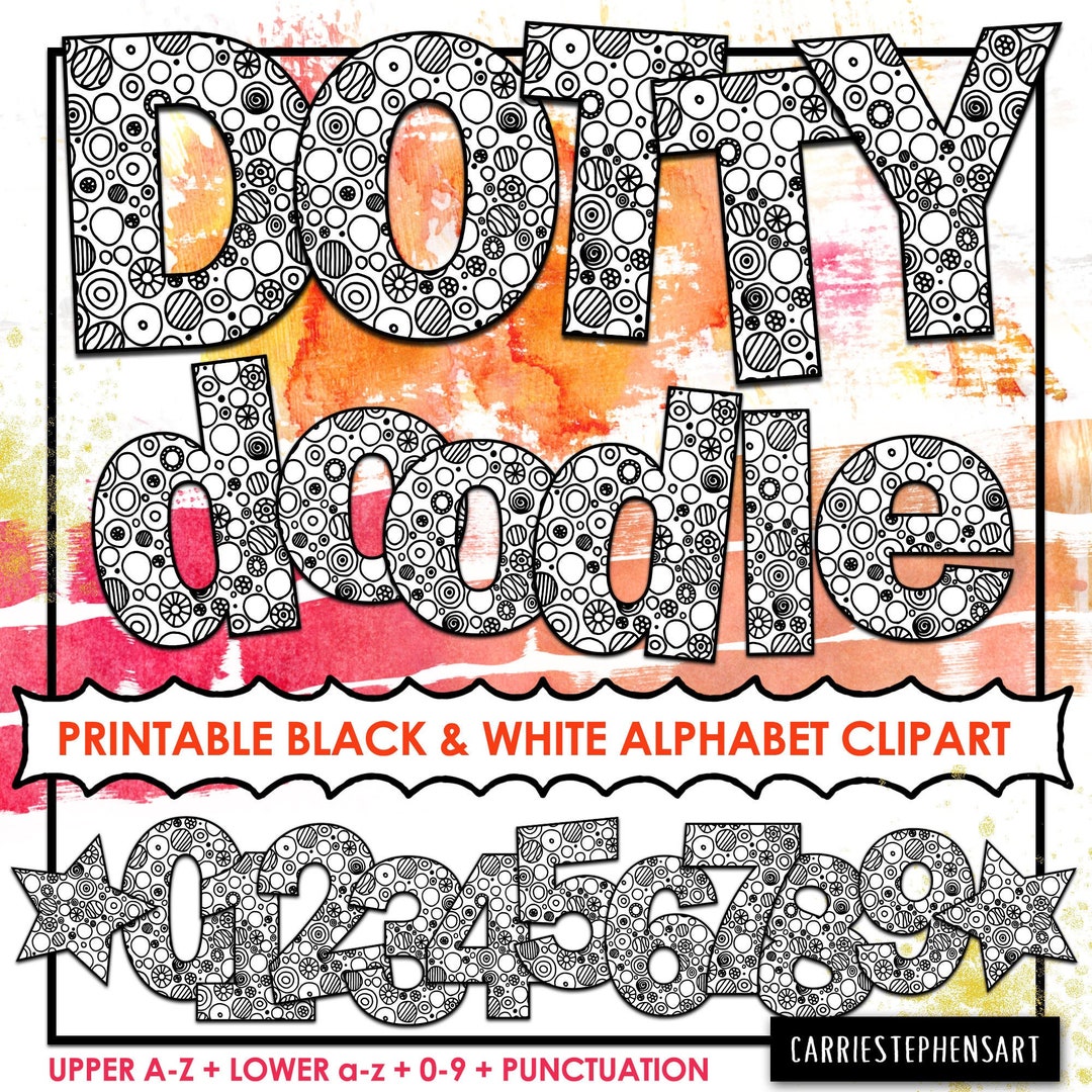 Dotty Doodle PNG Alphabet Clipart, Printable Bulletin Board Letters ...