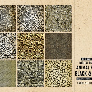 Black & Gold Animal Print Digital Paper Patterns - Etsy