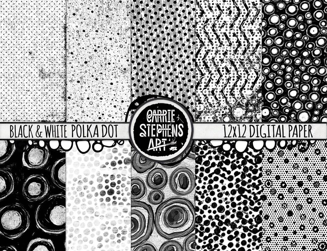 Black & White Polka Dot Digital Paper Pack | 12x12 Backgrounds - Etsy