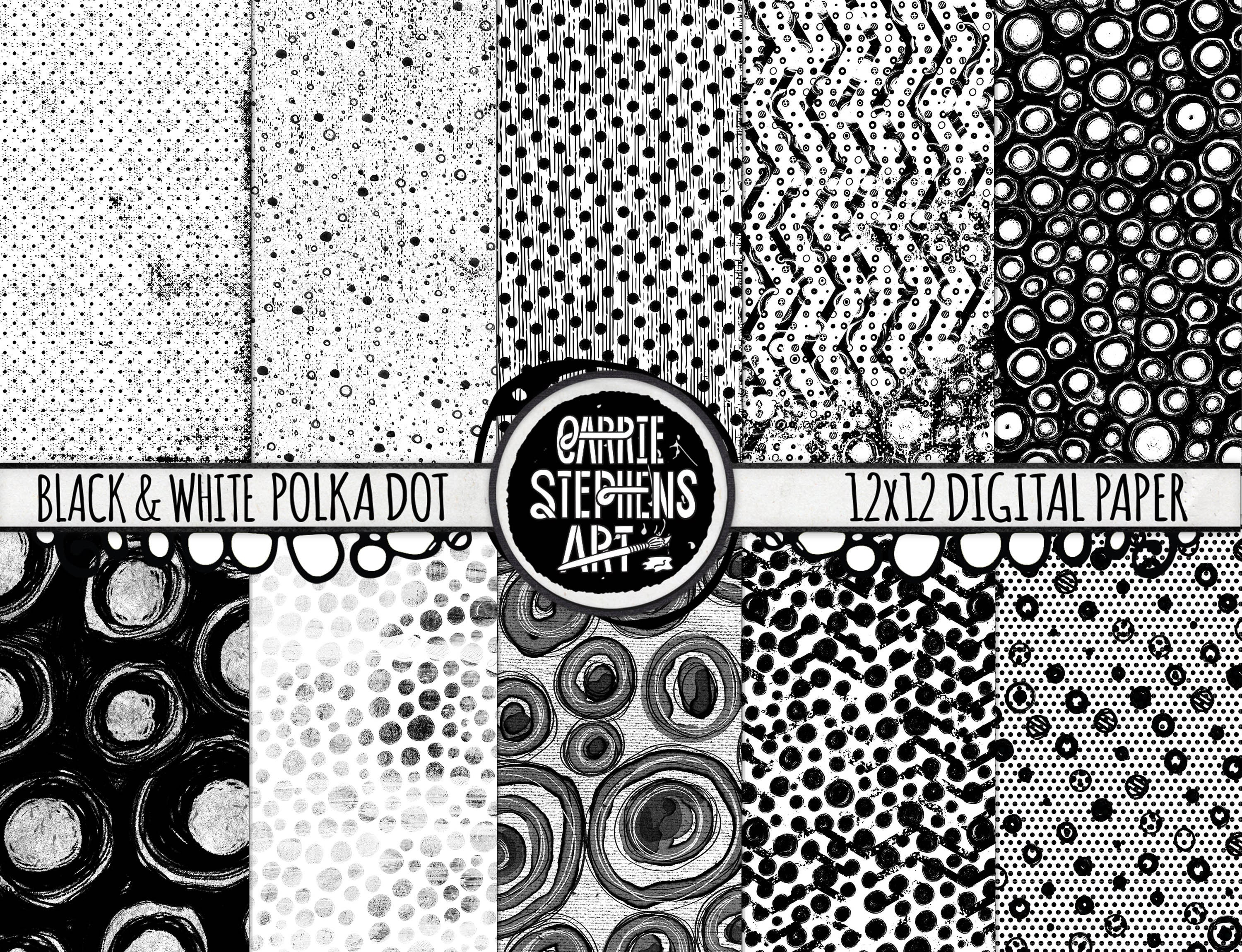 Black & White Polka Dot Digital Paper Pack 12x12 Backgrounds | Etsy